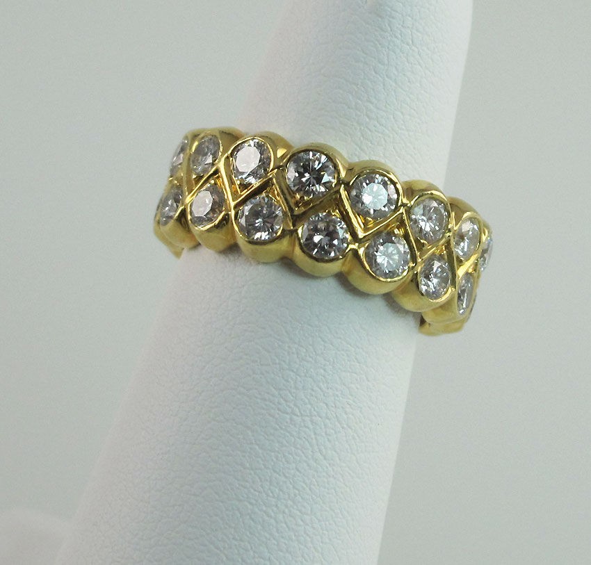 Diamond Double Row Band in 18K Yellow Gold - Wedding Bands - Bridal